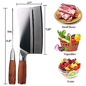 Kitory Meat Cleaver, Heavy Duty Chinese Chef Knife, German Steel Multi-Purpose Kitchen Knife with Comfortable Pearwood Handle, Gift Box Included, 7 inch Bone Chopping Knife,