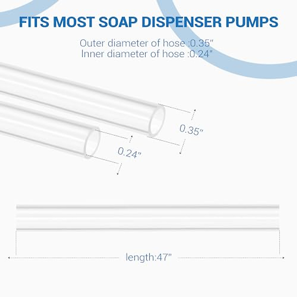 Sink Soap Dispenser Tube Kit, 47” with Upgraded Check Value, Never Fill The Little Bottle Again (White-1pcs)