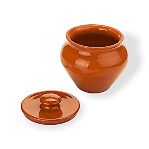 Stoneware Ramekin with Lid 17 fl oz 500 ml Clay Pot for Cooking, Dutch Oven Pot With Lid, Cooking Pot, Earthenware Pot, Stockpot with Lid, Earthenware Rice Pots