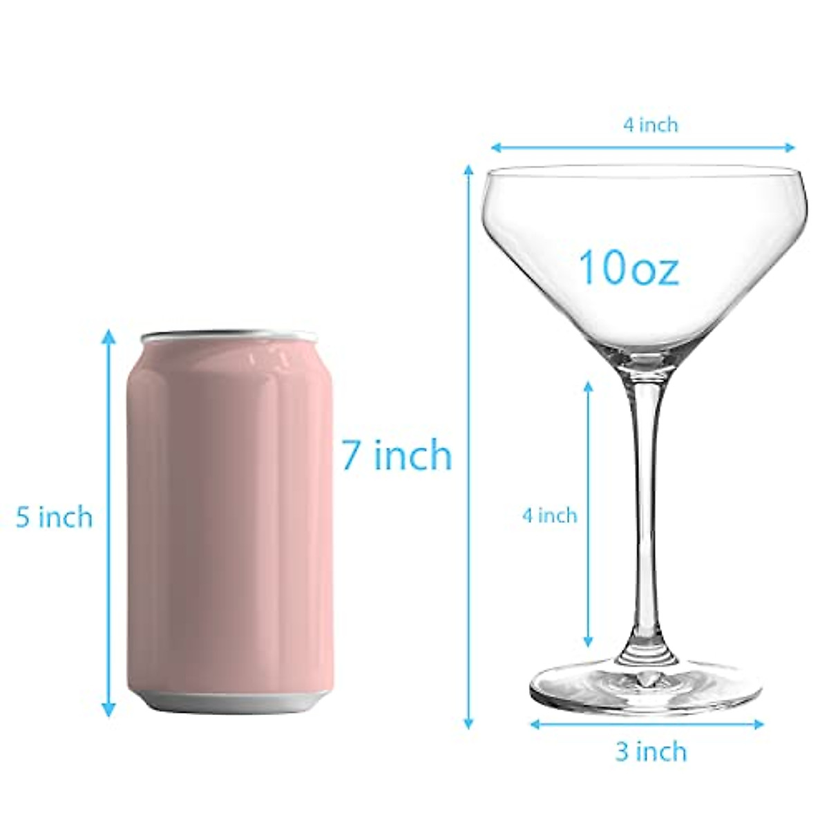 JEKOSEN Crystal Martini Cocktail Glasses 11 Ounce Set of 4 With Premium Gift Box Premium Strong Lead-Free Clear