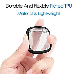 ZEBRE [4-Pack] Screen Protector Case Compatible with Fitbit Sense/Versa 3, TPU Rugged Bumper Case Cover All-Around Protective Plated Shell Accessories [Scratch-Proof] for Sense Smartwatch