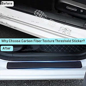 WoshocK 5PCS for Volvo Car Door Sill Plate Protectors, Self-Adhesive Carbon Fiber Vinyl Reflective FrontRear Door Sill Scuff Plate Guard Welcome Door Step Protector for Volvo