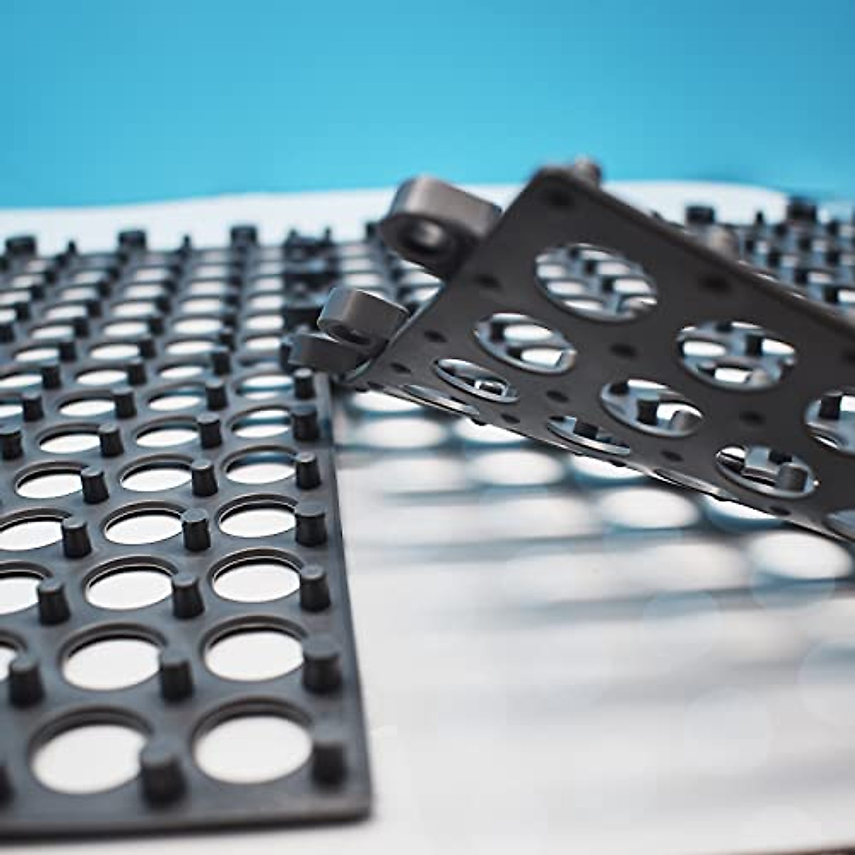 16Pack Drainage Interlocking Floor Tiles, 12”x12” Non-Slip Pool Bathtub Drain Tiles for Flooring, Soft PVC Splicing Modular Cushion Mat, Vented Floor Tiles for Locker Room Basement Stairs