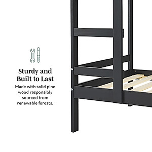 Walker Edison Modern Twin-Size Children's Bed Frame Bedroom, Twin-Size, Black
