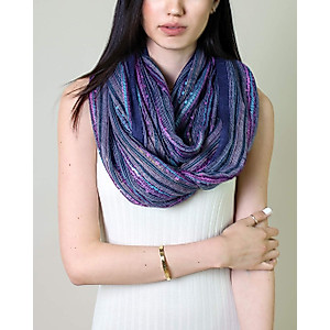 Anika Dali Women's Shimmer Sparkle Infinity Scarf- Festival Boho Bliss Fashion Scarf (Blue Turquoise)