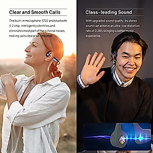 ELIBOM Bone Conduction Headphones, 9 Hours Music&Call, Open-Ear Bluetooth5.2 Headphones, Lightweight Wireless Headset, Sweatproof Sports Earphones with Mic for Workout, Arm Bag Included (Blue)