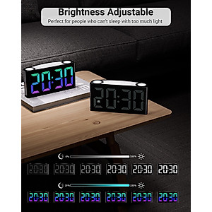 ROCAM Alarm Clocks for Bedrooms Kids Seniors Digital Loud Alarm Clock with Large Display Bold Numbers, Simple Led Alarm Clock with Night Light, USB Ports, 0-100% Dimmer