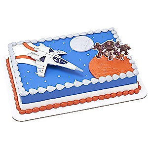 DECOPAC DecoSet Disney and Pixar Lightyear Let's Do This! Cake Topper With Working Lights, Rocket, Buzz, and Friends, 2 Piece Cake Decoration