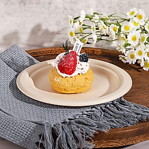 Gezond 100% Compostable Paper Plates 7 Inch, 150pcs Disposable Heavy-Duty Plates Unbleached Biodegradable Plate Made of Sugarcane Fiber