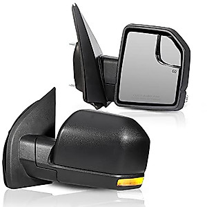 ECCPP Tow Mirrors Towing Mirrors fit for 2015-2019 for F150 Pickup Truck with Left Right Side Power Adjusted Heated Turn Signal Light with Black Housing Manual Folding Manual Telescoping