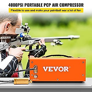 VEVOR PCP Air Compressor, 4500PSI Portable PCP Compressor, 12V DC 110V/220V AC PCP Airgun Compressor Auto-stop, w/Built-in Adapter, Fan Cooling, Suitable for Paintball, Air Rifle, Mini Diving Bottle