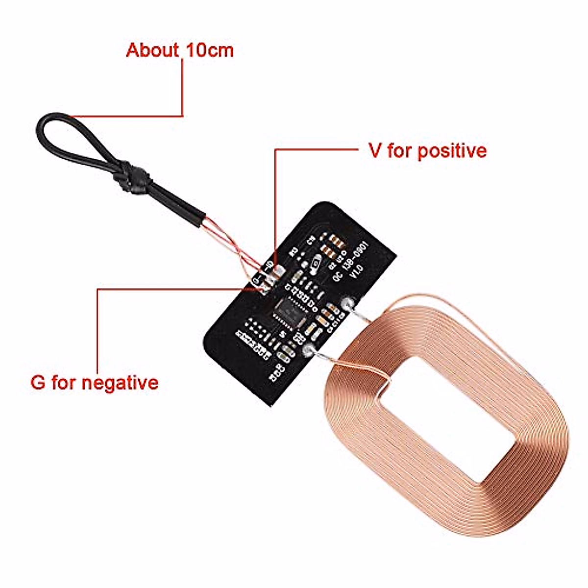 DIY Qi Wireless Charging Receiver Module Ultra Thin Wireless Charging Receiver Module Circuit Board Coil Charger, 5V 1A, Plug and Play