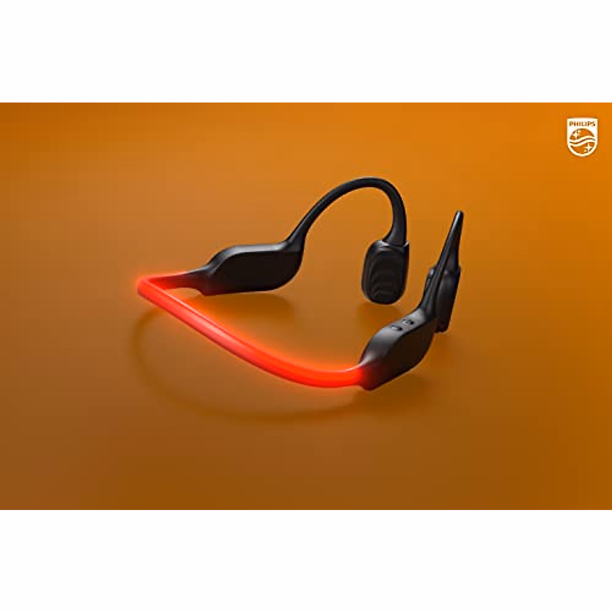 Philips GO A7607 Open-Ear Bone Conduction Bluetooth Headphones with Bluetooth Multipoint, IP66 Water-Resistant, Black
