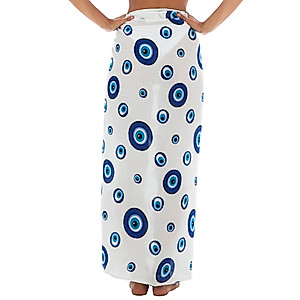 Back From Bali Womens Evil Eye Sarong Swimsuit Cover Up Greek Island Third Eye Pareo Wrap Skirt