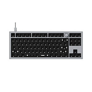 Keychron Q3 TKL Layout RGB Hot-Swappable Wired Custom Mechanical Keyboard Full Aluminum Knob ISO Barebone Version, with QMK/VIA Programmable Macro Double-Gasket DIY Kit for Mac Windows Linux-Grey