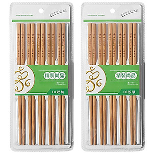 10 Pairs Chinese Traditional Style Chopsticks, Natural Bamboo Chopsticks Reusable, 9.45inch/ 24cm Non-slip Chopsticks For Restaurant Eating Cooking, Lightweight Healthy Chopstick, Rabbit