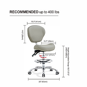 Kastele Ergonomic Home Office Desk Chair - Swivel Adjustable Comfortable Task Chair with Lumbar Support, Foot Ring and Rolling casters for managerial, Executive, Drafting,Computer, Grey