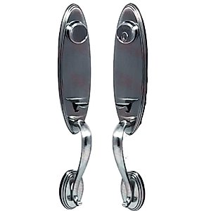 NU-SET Madrid Series Basic Satin Chrome Nickel Front Entry and Dummy Handleset for Double Doors