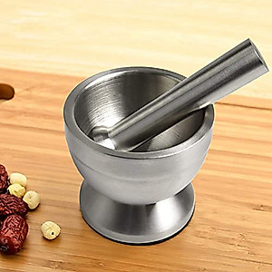 Mortar and Pestle Sets, CUGLB Food Safe Mortar and Pestle for Pills Spices Herbs with Lid,18/8 Steel Crusher Bowl