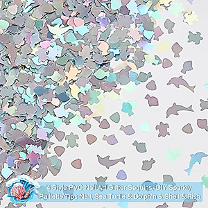 OLYCRAFT 48g 4 Styles Ocean Theme Nail Sequins Nail Art Glitter Sequin Dolphin Fish Resin Epoxy Fillters Art Craft Paint Glitters for DIY Crafting Nail Art Phone Case Manicure Decorations