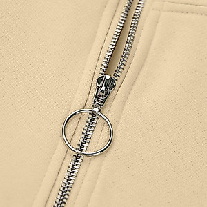 return pallets for sale liquidation from amazon cut off hoodies for women Women Half Zip Up Long Sleeve Sweatshirts 2023 Tredny Fall Y2K Solid Preppy Pullover Tops Fleece Winter Tops Beige M