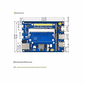 Compute Module IO Board with PoE Feature Development Board Composite Breakout Board for Developing with Raspberry Pi CM3 / CM3L / CM3+ / CM3+L,Onboard 10/100M Ethernet Port,USB Ports