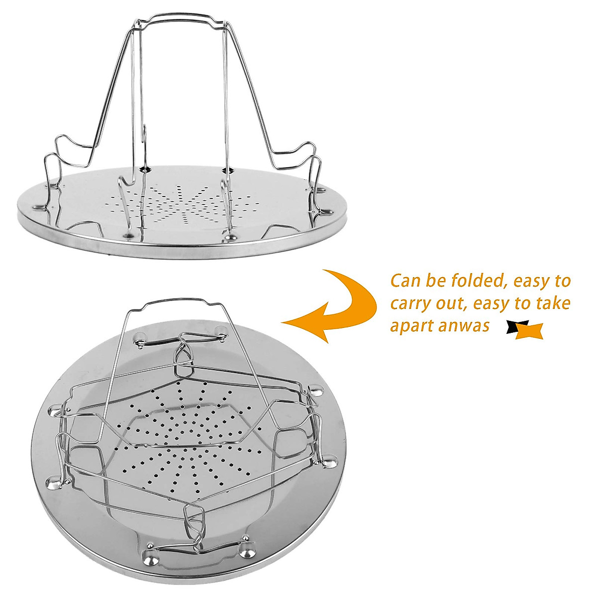 Folding Camp Stove Toaster Stainless Steel Camping Toaster Rack Holder 4 Slice Toaster Tray Cooking Breakfast 4 Toast Bread Toaster Holder Rack for BBQ Party Outdoor Hiking Camping Fishing Picnic