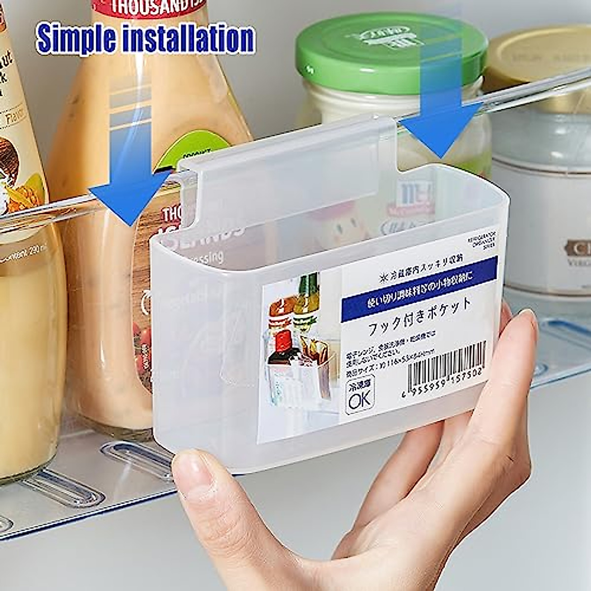 Klyuqoz Mini Fridge Accessories Pack of 6, Refrigerator Door Organizer, Condiment Organizer, Mini Hanging Storage Boxes for Home Kitchen Saucing Storage, Clear