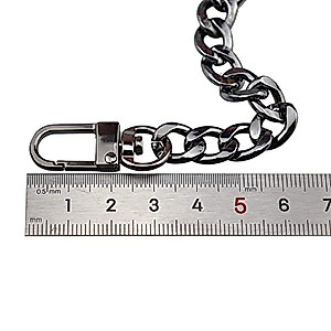 HEEHEE 7.9" (20cm) Purse Chain Strap Extender, Sturdy Flat Iron Replacement Chain with Buckles, Comfortable Shoulder Crossbody Strap for Handbags, Upscale Color Black Tone, 1 PCS