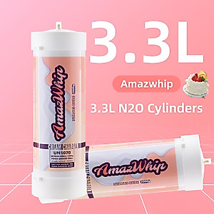 AmazWhip Premium Whipped Cream Charger 2000g 3.3L, Food Grade Nitrous Oxide Tank Pure Flavored N2O Chargers, For Any Standard Whipping Cream Dispenser (4 canisters)