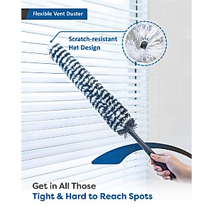 Rocktex Feather Duster Kit with 5.6ft Extension Pole, 4 Dusting Brush for Cleaning Home Wall Ceiling Fan Cobweb, Microfiber Static Washable Dusters, Black Dark Gray