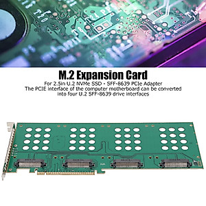 X16 Disk Array Extension, Drive Free Easy to Install Portable Nvme Pcie Card for 2.5in U.2 NVMe SSD‑SFF‑8639 PCIe Adapter