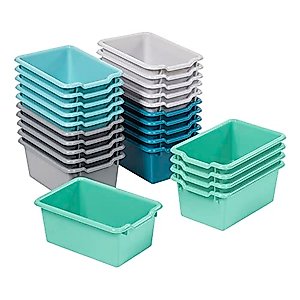 ECR4Kids Scoop Front Storage Bins, Multipurpose Organization, Contemporary, 25-Piece