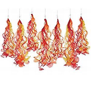First Responders Fireman Paper Hanging Decorations – Life-Like Paper Flame Hanging Swirls - 24" (20 PC), Fake Fire Decorations, Orange Party Decorations for Pentecost Events & Boys Birthday Parties