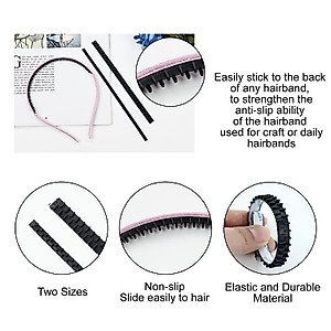 Lawie 10 Pack Plastic Metal Hard Thin Wide Headbands Hair Clasp Crown Tiara Hairband Silicone Flexible Glue Sticky Anti Slip Strap Band Strip Rubber Teeth Grip Comb Black Craft Accessories