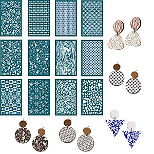 Reusable Silk Screen Polymer Clay Kit Flower Leaves Love Heart Christmas Bells Snowlake Decoration Silk Screen Stencils Polymer Clay Tools Printing on Clay & Other Jewelry Clay Earrings Decoration