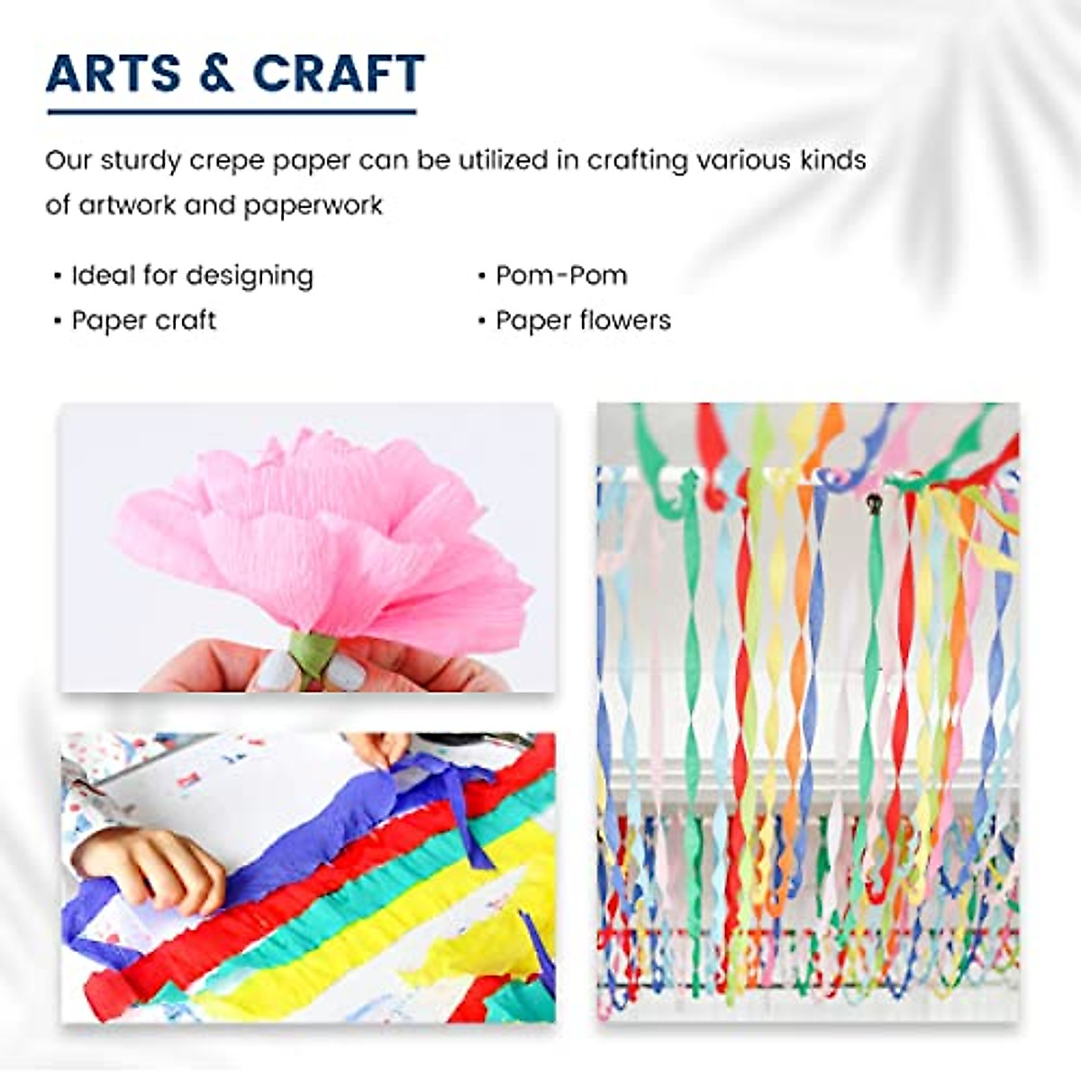 Lotus Decor - 8 Rolls Crepe Paper Streamers Birthday Decorations - 82ft x 1.7inch Rainbow Party Streamers Decorations for Weddings, Engagement, Baby & Bridal Shower, etc