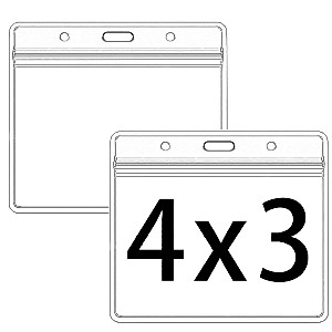 Thick Horizontal ID Card Name Tag Badge Holder with Waterproof Type Resealable Zip (Horizontal 4x3, 6Packs)