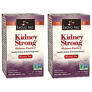 Bravo Tea Kidney Strong Herbal Tea Caffeine Free, 20 Tea Bags (Pack of 2)