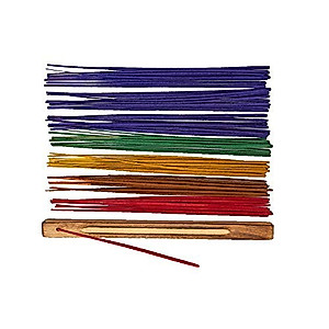 Chakra & Luck Ultra Premium Natural Incense Sticks. 7 Chakras, 49 Piece Variety Gift Pack in Lotus, Jasmine, Eucalyptus, Rose, Lavender, Ylang - Ylang and Cedar Scents with a Free Wood Stick Holder