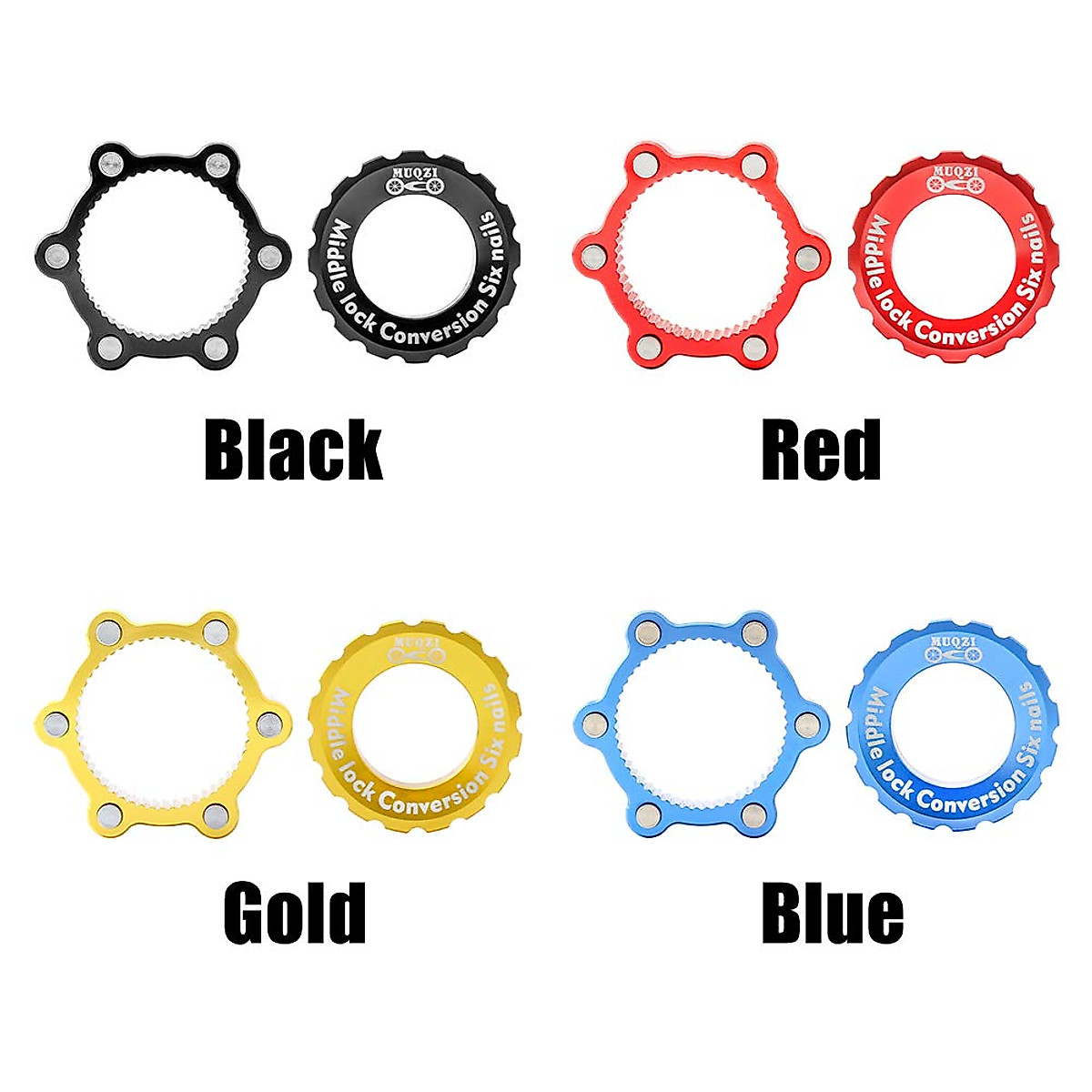 UXELY Bicycle Center Lock 6-Bolt Disc Brake Rotor Adapter, Middle Lock Disc Brake Conversion Seat for Mountain Bikes, Bike Hub Adapter, Centerlock Adaptor 6-Hole Including Lock Ring