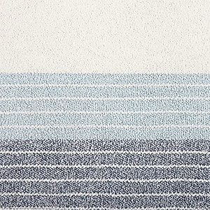 Crafted by Catherine Heathered Border Cozy Knit Throw Blanket 60" x 70" Inches, Soft Comfy Decorative Throw for Couch Bed Sofa Travel, Stripe Cream and Blue