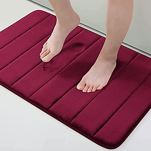 Buganda Memory Foam Bath Mat, 30" x 20", Ultra Soft and Non-Slip Bathroom Rugs, Water Absorbent and Machine Washable Bath Rug for Bathroom, Shower, and Tub, Burgundy