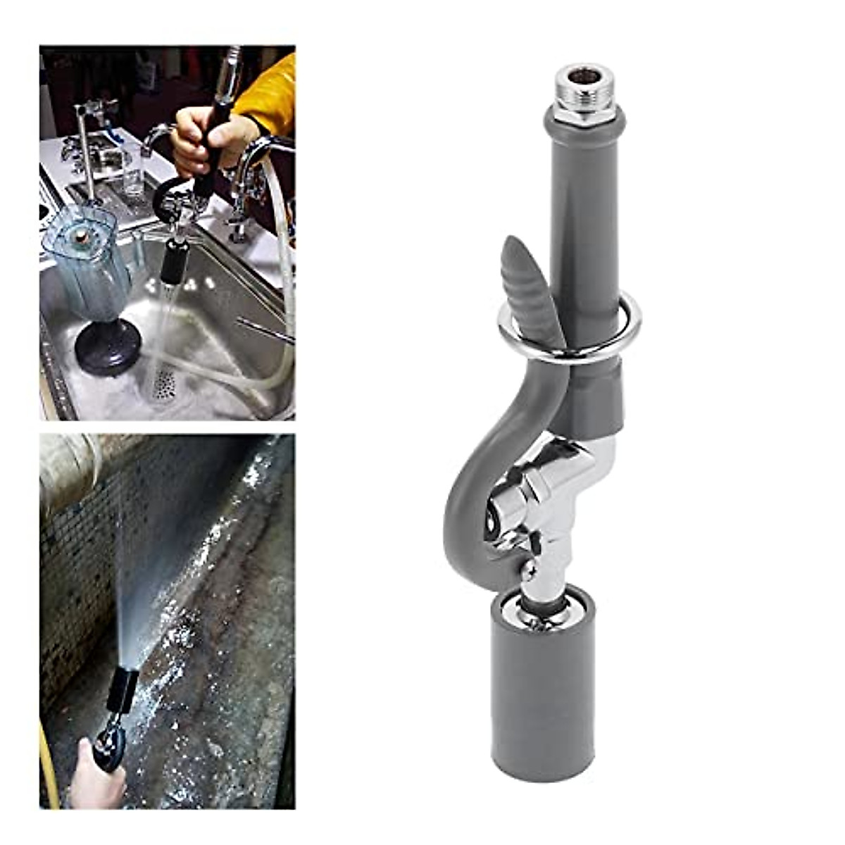Commercial Faucet Sprayer Assembly, Sink Sprayer, High Pressure Rinse Faucet Spray Head Accessory Gray