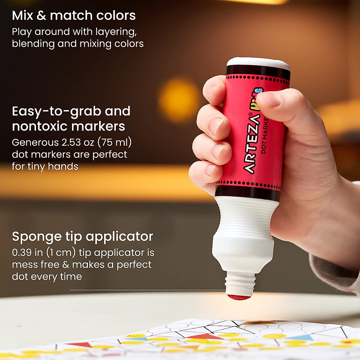 ARTEZA Kids Dot Markers and Activity Book, 6 Nontoxic Bingo Daubers