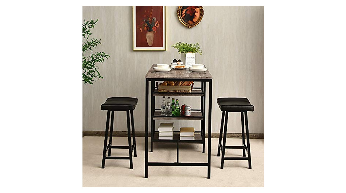 Giantex Counter Height Dining Table Set with 2 Stools