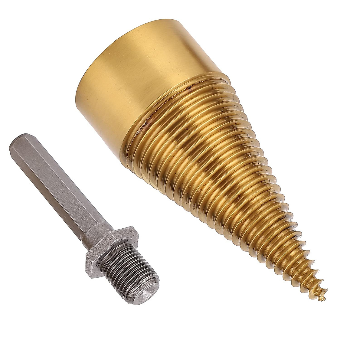 Hex Shank Drill Screw Cone, 42mm Ti Plating Split Tool Twist Firewood Splitter, Tree Stump Breaker Wood Cone Punch Drill Bit