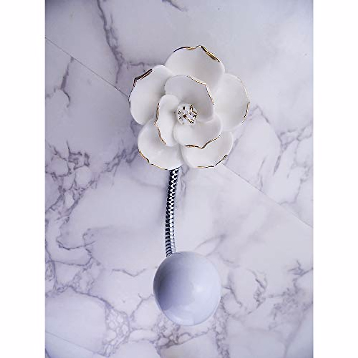 Kani Wall Hooks, Handmade Rose Flower Ceramic Wall Hook Holder Heavy Duty Utility Storage Hook for Hanging Coat Hat Towel Robe, Creative Coat Hook for Kitchen Bathroom Office 2 Pack