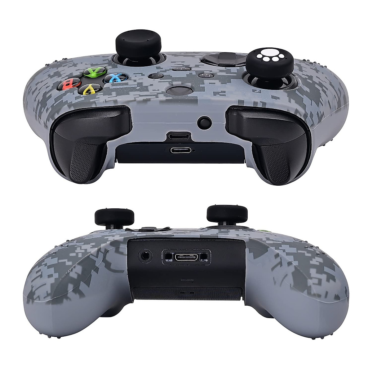 G-STORY 2PCS Camo Silicone Cover Skin for Xbox Series X Series S Controller, Anti-Alip Soft Rubber Case Protector for Xbox Series X Series S Controller with 8 Black Thumb Grip Caps