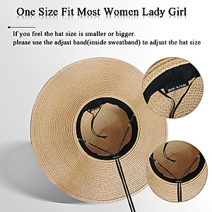 Beach Hats for Women, Straw Hats for Women Sun Hat Floppy, Wide Brim Hats for Women Foldable UPF 50+ UV Protection Summer Hat Khaki